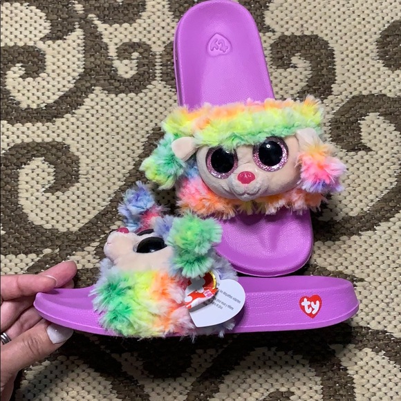 Ty | Shoes | Ty Beanie Boos Rainbow Poodle Slippers | Poshmark